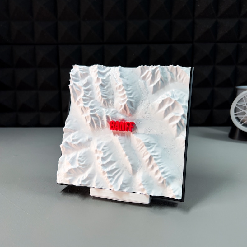 Banff 3D Topographic Map 5x5in - Framed Wall Art, Travel Decor ...