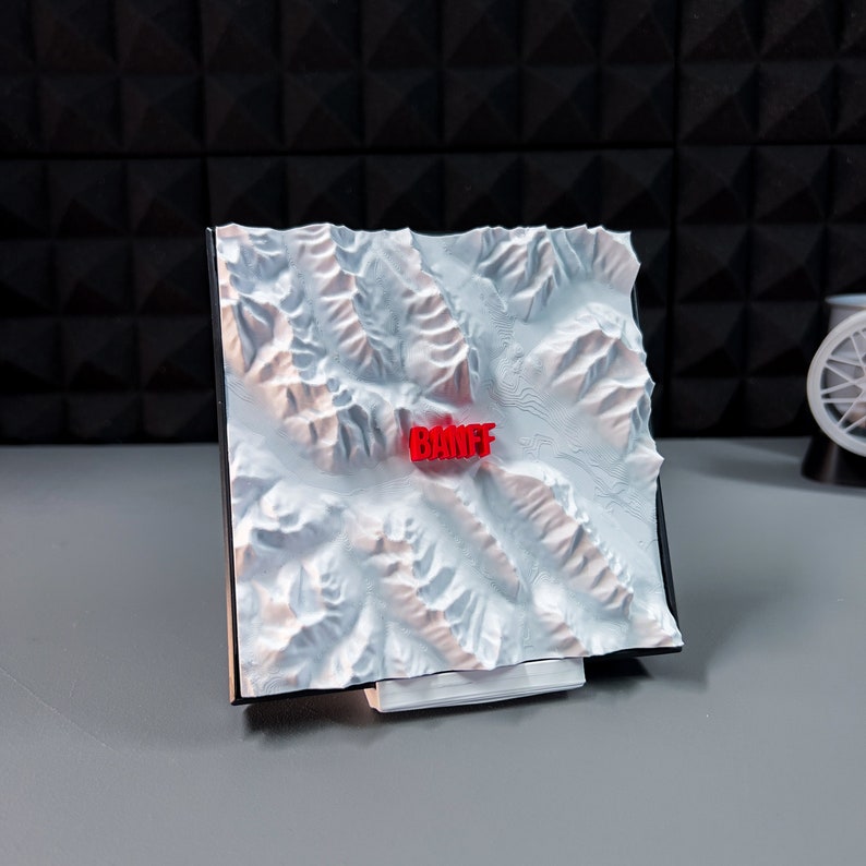 Banff 3D Topographic Map 5x5in - Framed Wall Art, Travel Decor ...