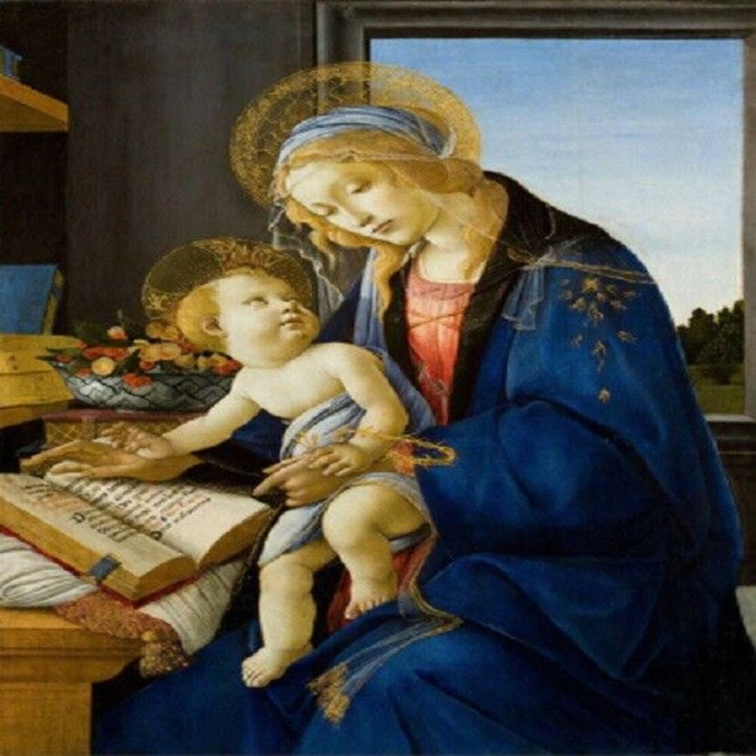 Madonna of the Book by Sandro Botticelli Painting Vintage Religious ...