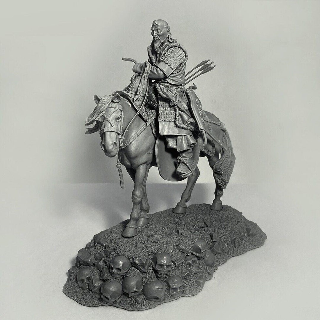 1/24 Resin Figure Model Kit Mongolian Warrior Mongol Leader Horse Rider ...