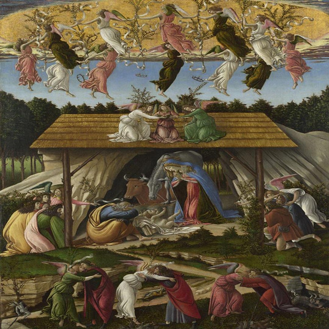 Mystic Nativity by Sandro Botticelli Painting Vintage Religious ...