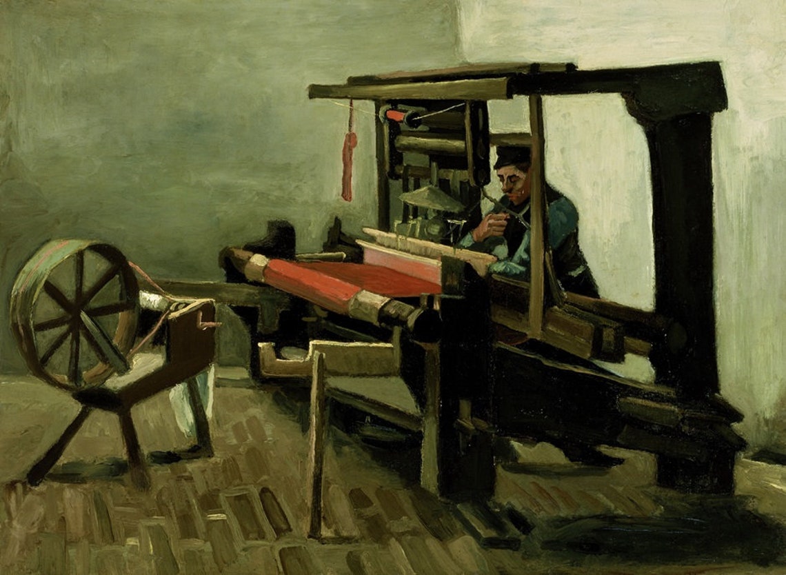 Weaver Facing Left With Spinning Wheel by Vincent Van Gogh Painting ...