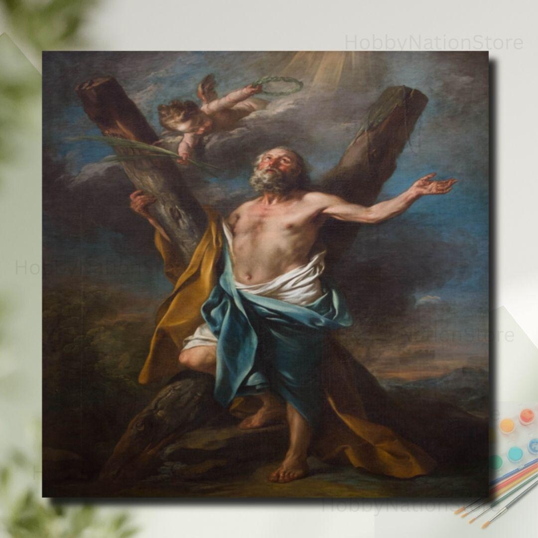 Paint by Numbers Kit Saint Andrews Embracing His Cross by Charles Andre ...