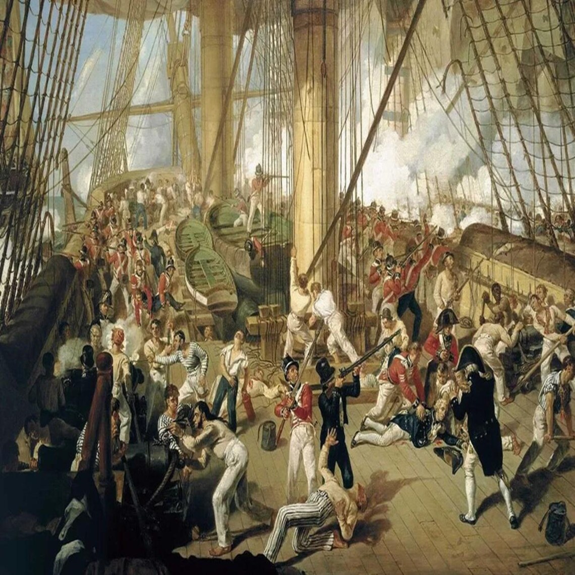 Fall of Nelson Battle of Trafalgar by Denis Dighton Painting Vintage ...