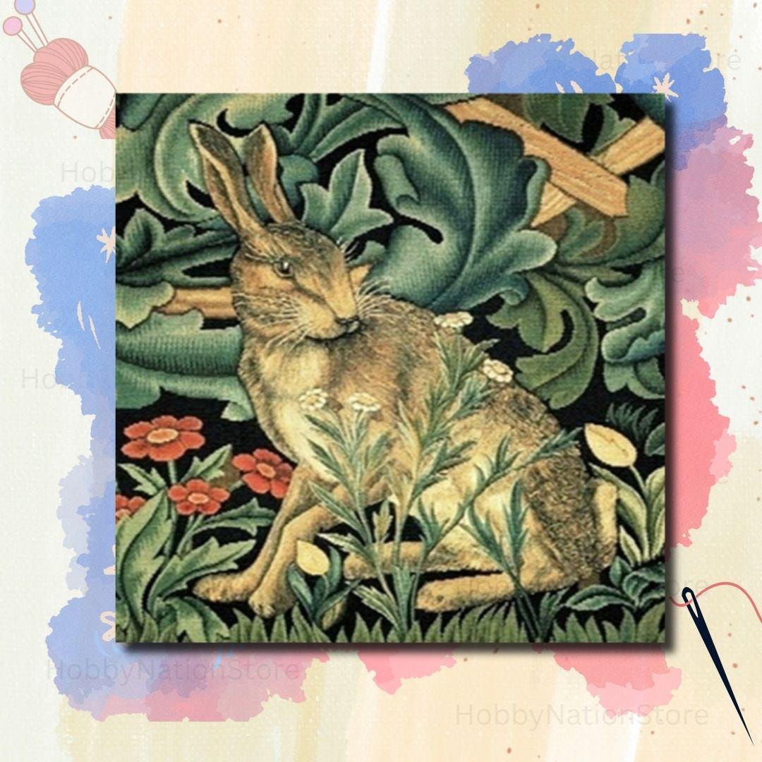 Cross Stitch Embroidery Needlework Kit Forest Rabbit by William Morris ...