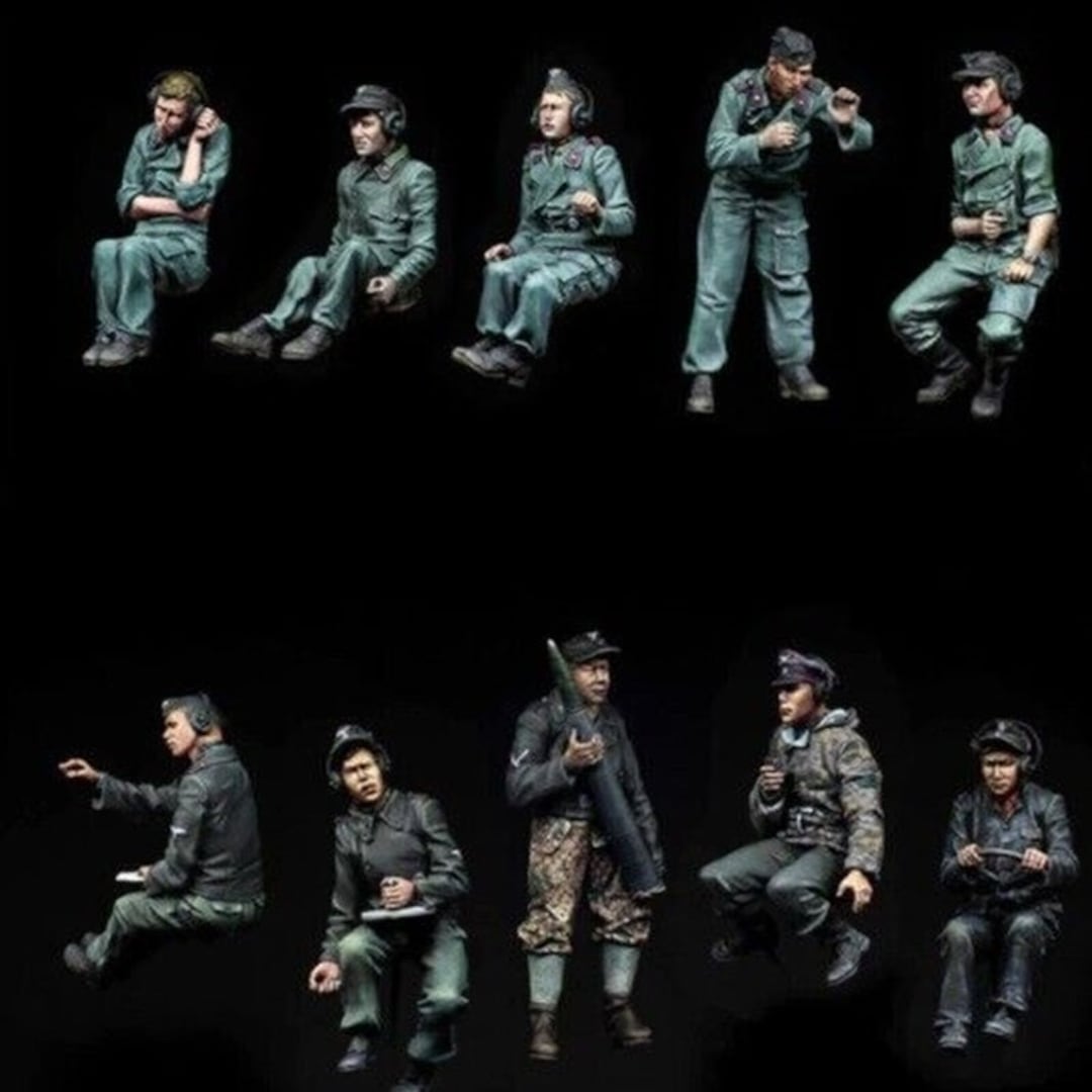 1/35 Resin Figure Model Kit Ten German Soldiers Tank Panzer Crew WW2 ...
