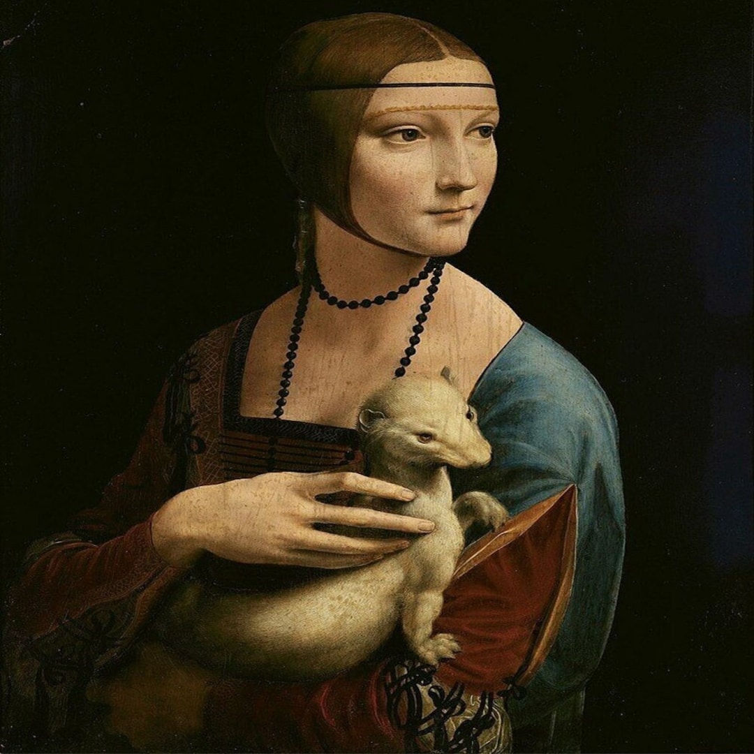 Lady With an Ermine by Leonardo Da Vinci Painting Vintage Artwork Paint ...