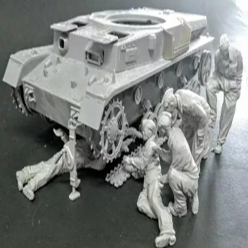 1/35 Resin Figure Model Kit 5 German Soldiers Tank Crew Tankers Tankmen ...
