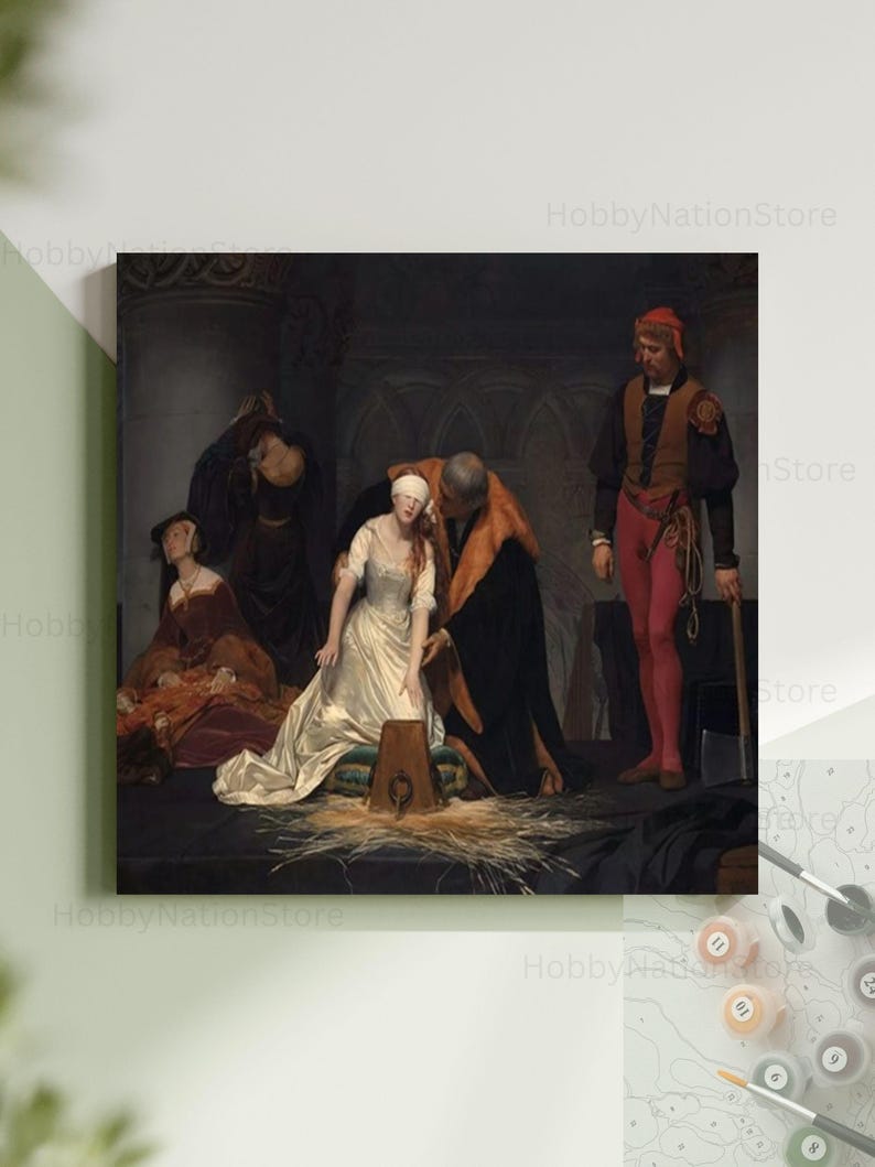 The Execution of Lady Jane Grey by Paul Delaroche Painting Vintage ...