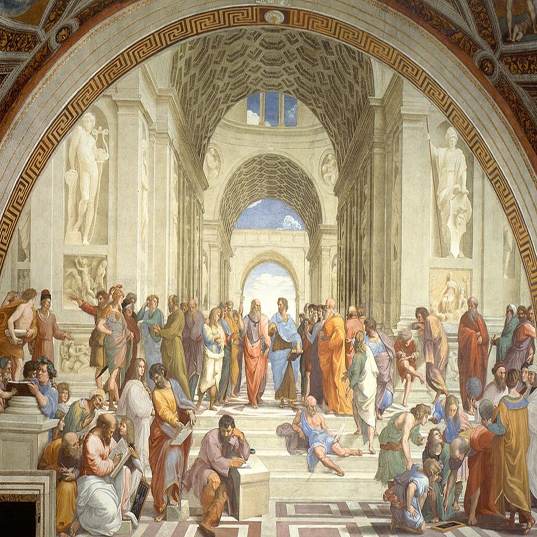 School of Athens by Raphael Painting Vintage Ancient Landscape Scenery ...