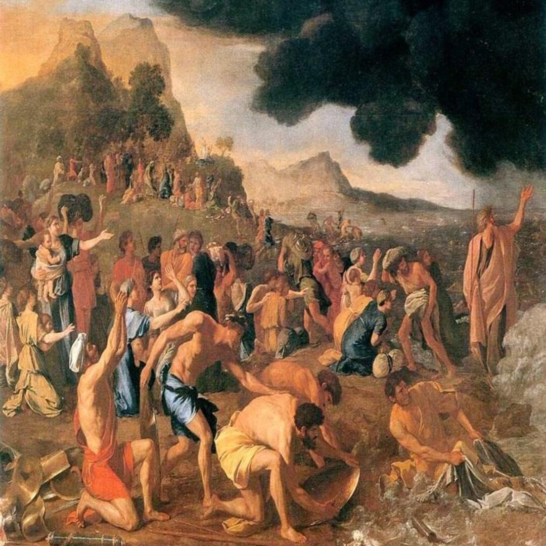 The Crossing of the Red Sea by Nicolas Poussin Painting Vintage Artwork ...
