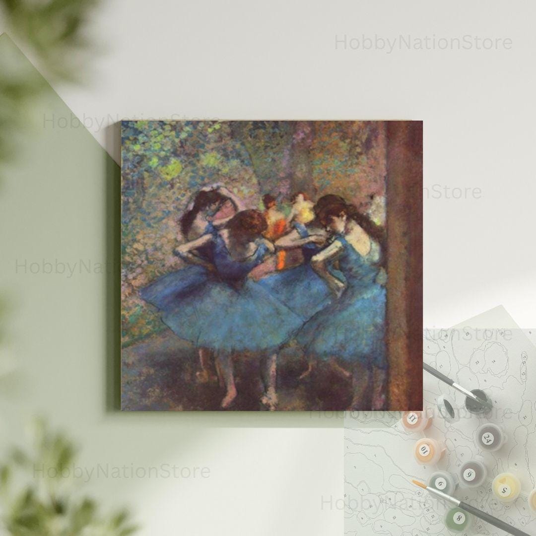 Dancers in Blue by Edgar Degas Painting Vintage Artwork Ballerina Girls ...