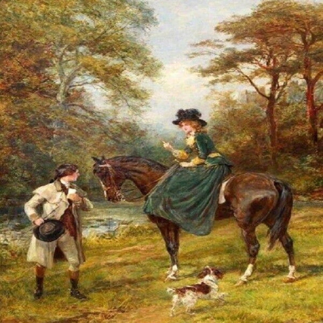 Village Postman Rendezvous Pair Heywood Hardy Painting Vintage Artwork ...