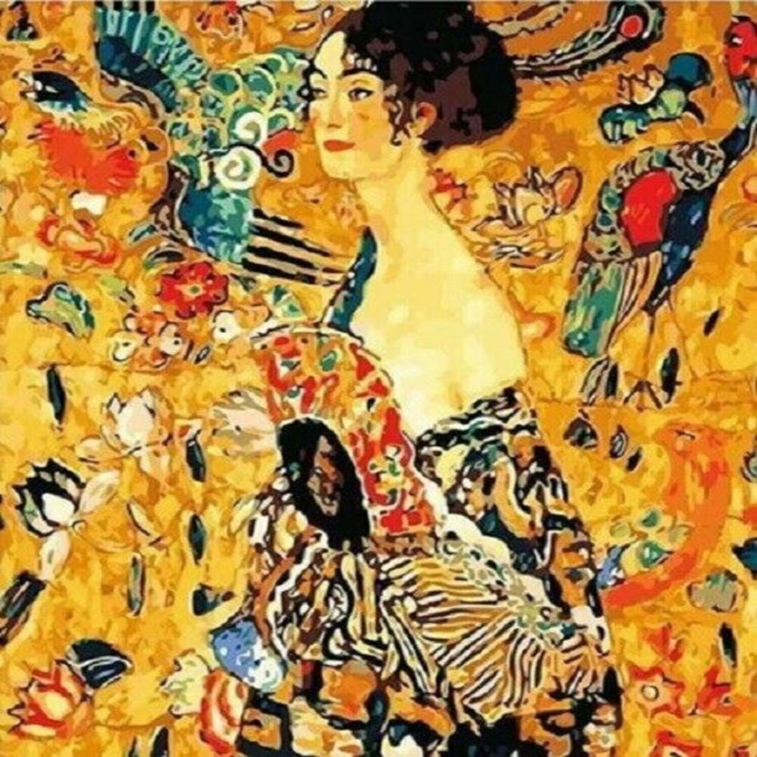 Lady With Fan by Gustav Klimt Painting Vintage Artwork Paint by Numbers ...