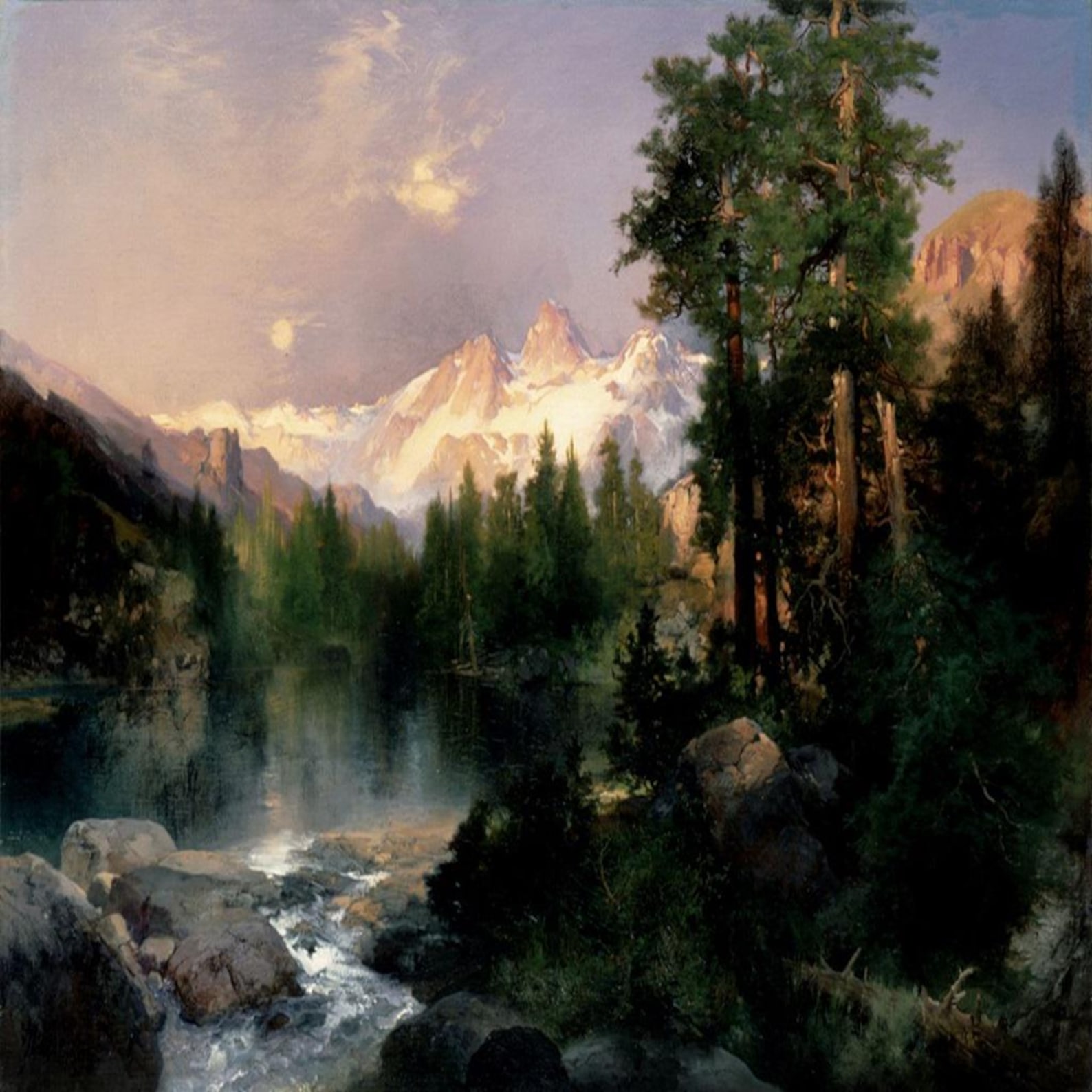 The Three Tetons by Thomas Moran Landscape Scenery Painting Vintage ...