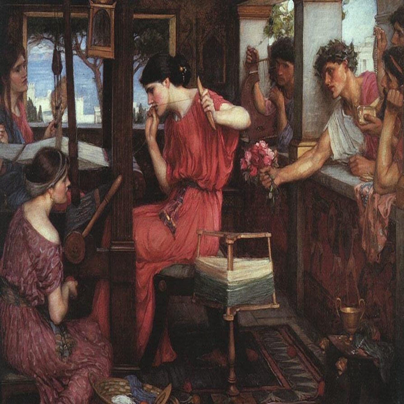 Penelope and the Suitors by John William Waterhouse Painting Beautiful Woman Girl Vintage ...