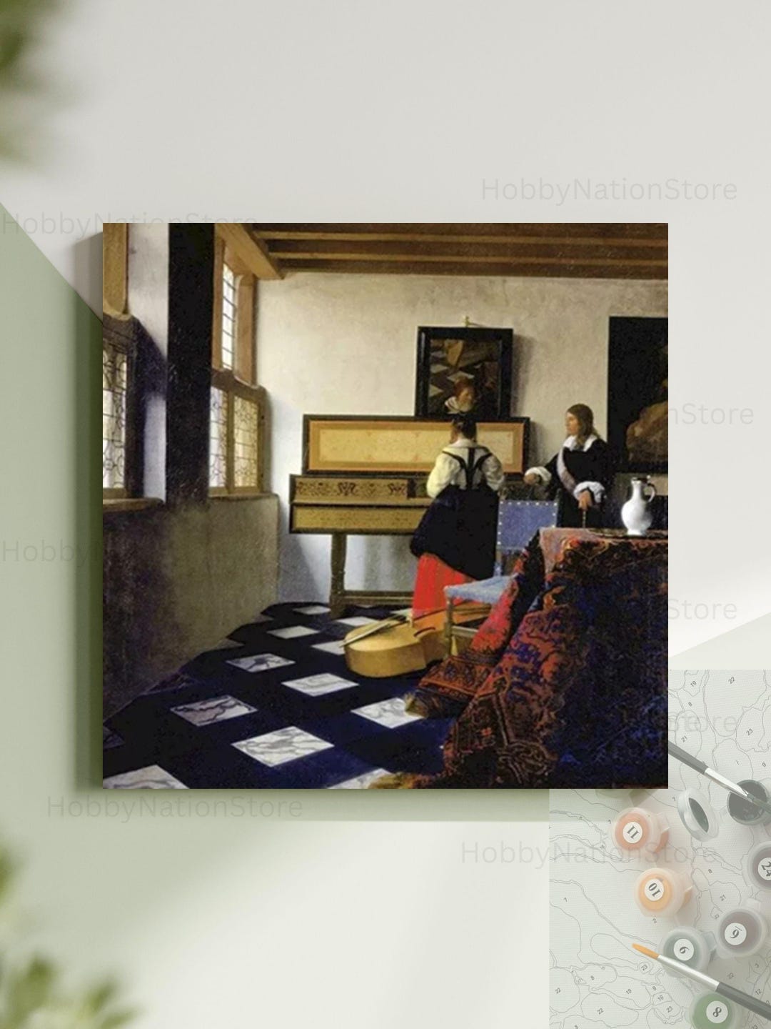 The Music Lesson by Johannes Vermeer Painting Vintage Artwork Paint by ...