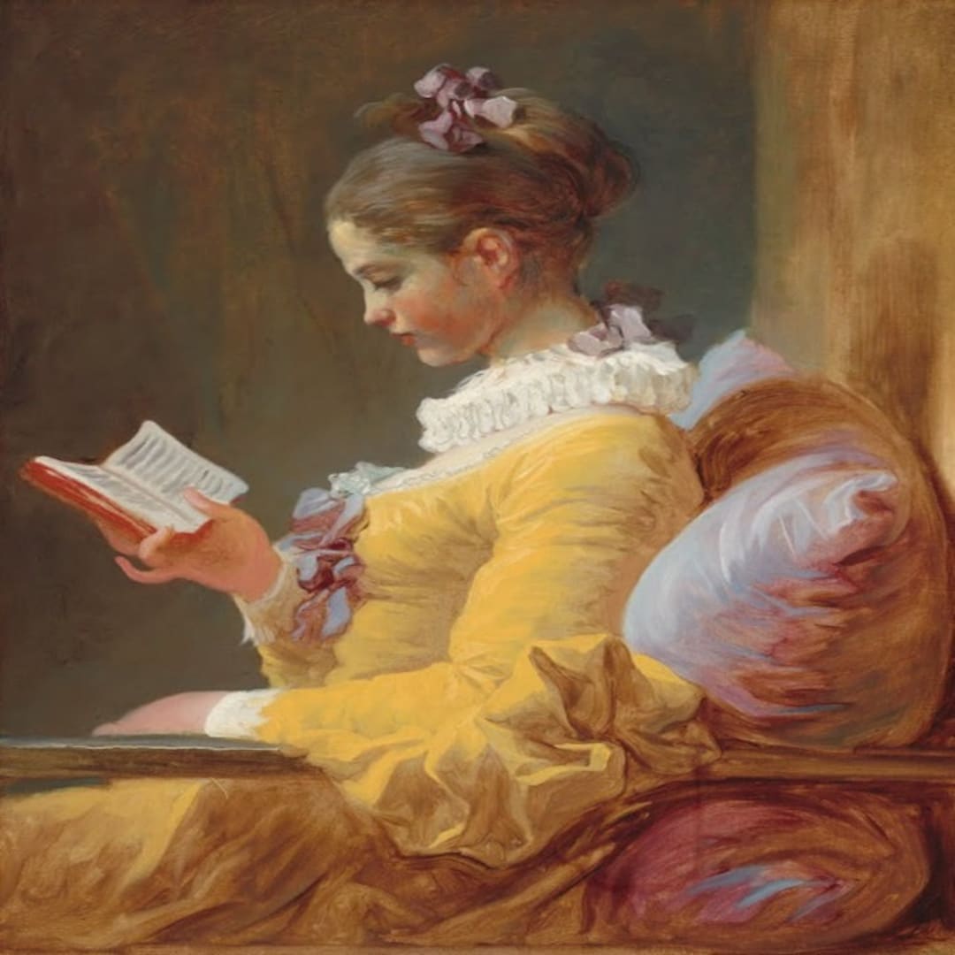 A Young Girl Reading by Jean Honore Fragonard Painting Vintage Artwork ...