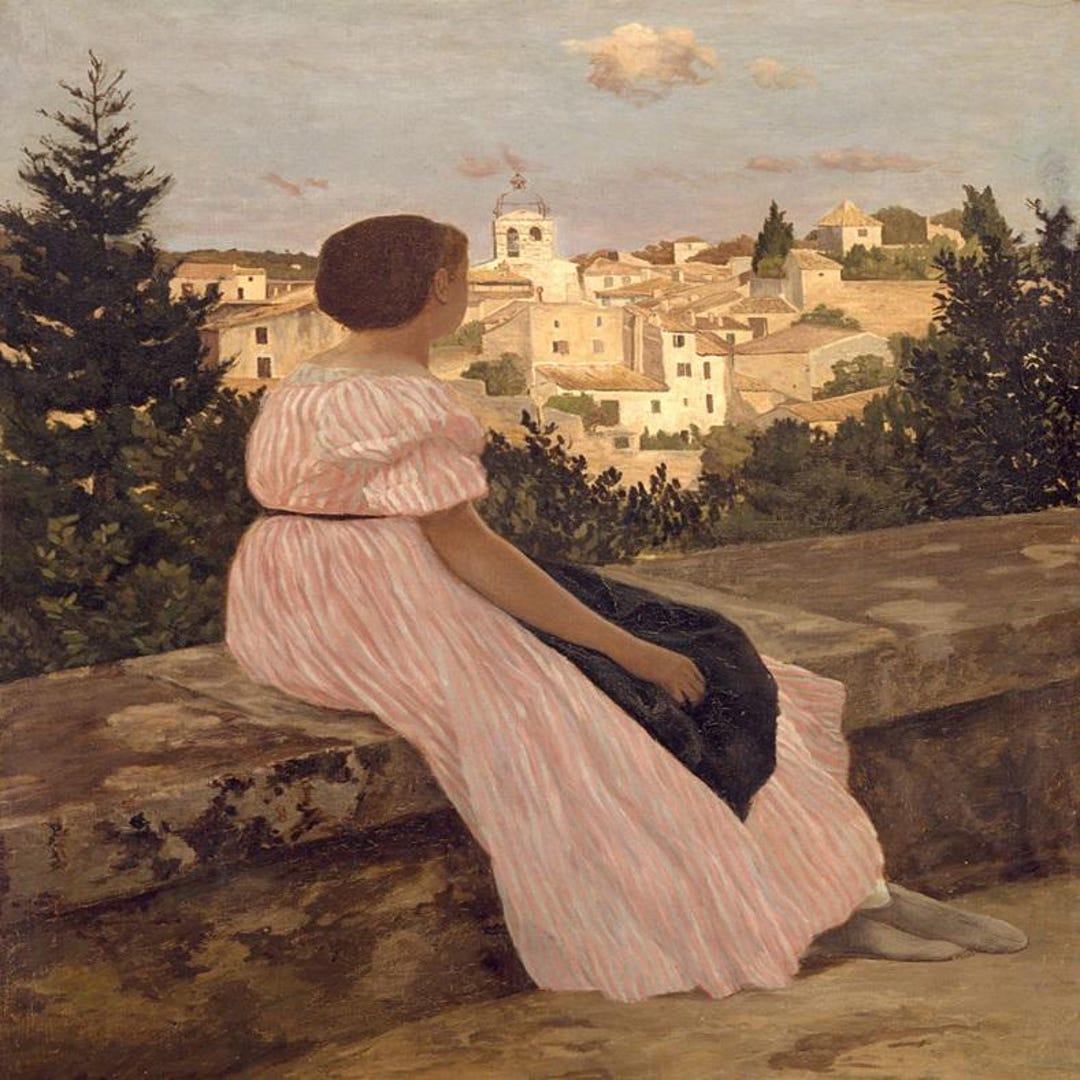 The Pink Dress La Robe Rose by Frederic Bazille Painting Vintage ...