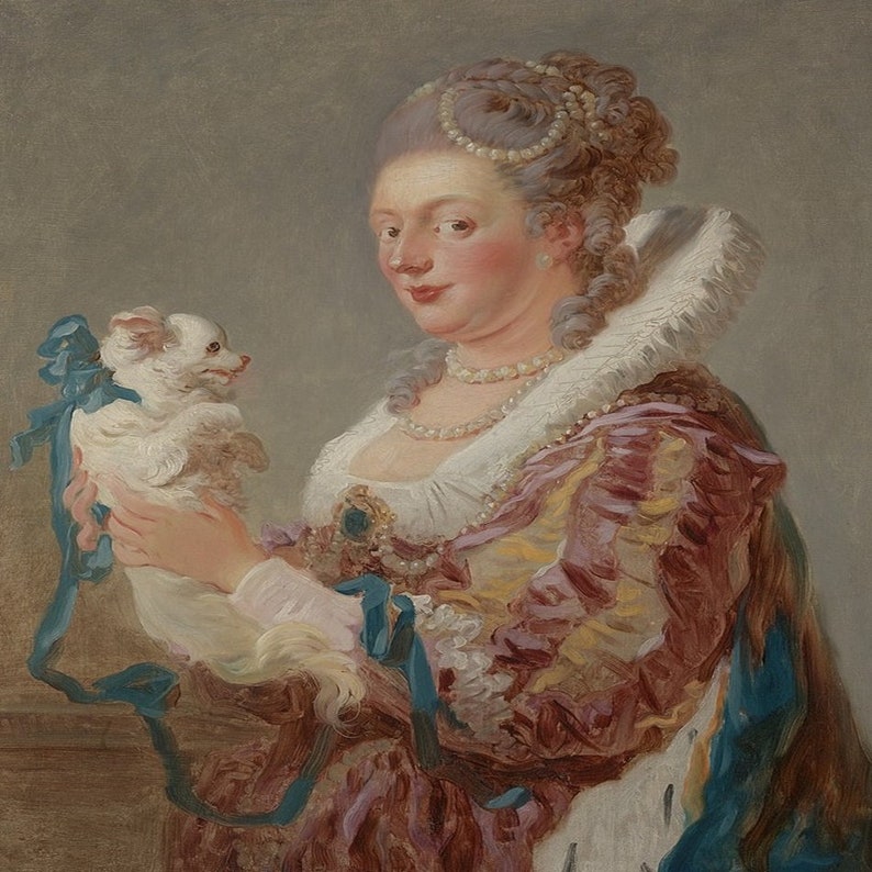 The Woman With A Dog by Jean Honore Fragonard Painting Vintage Artwork ...