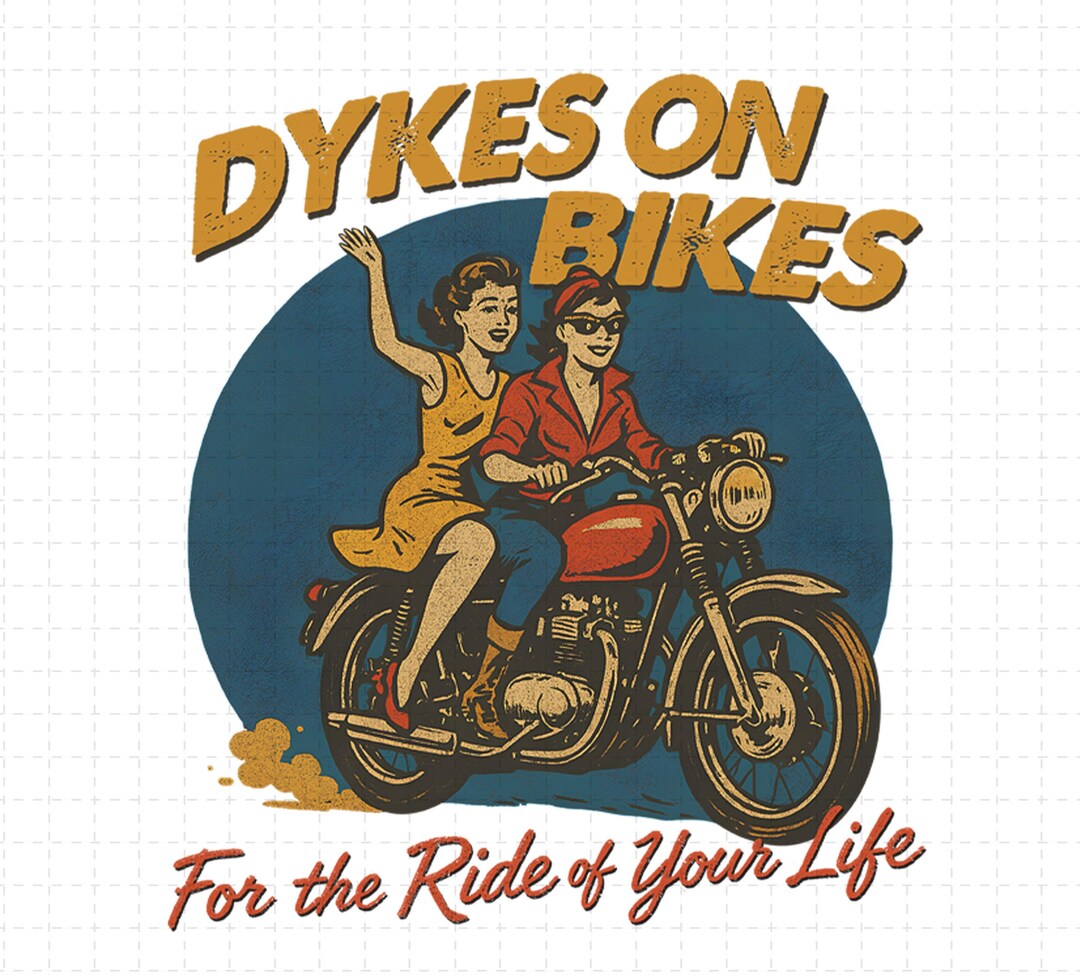 Dykes on Bike PNG: Retro Lesbian Motorcycle Art (digital Download - Etsy UK