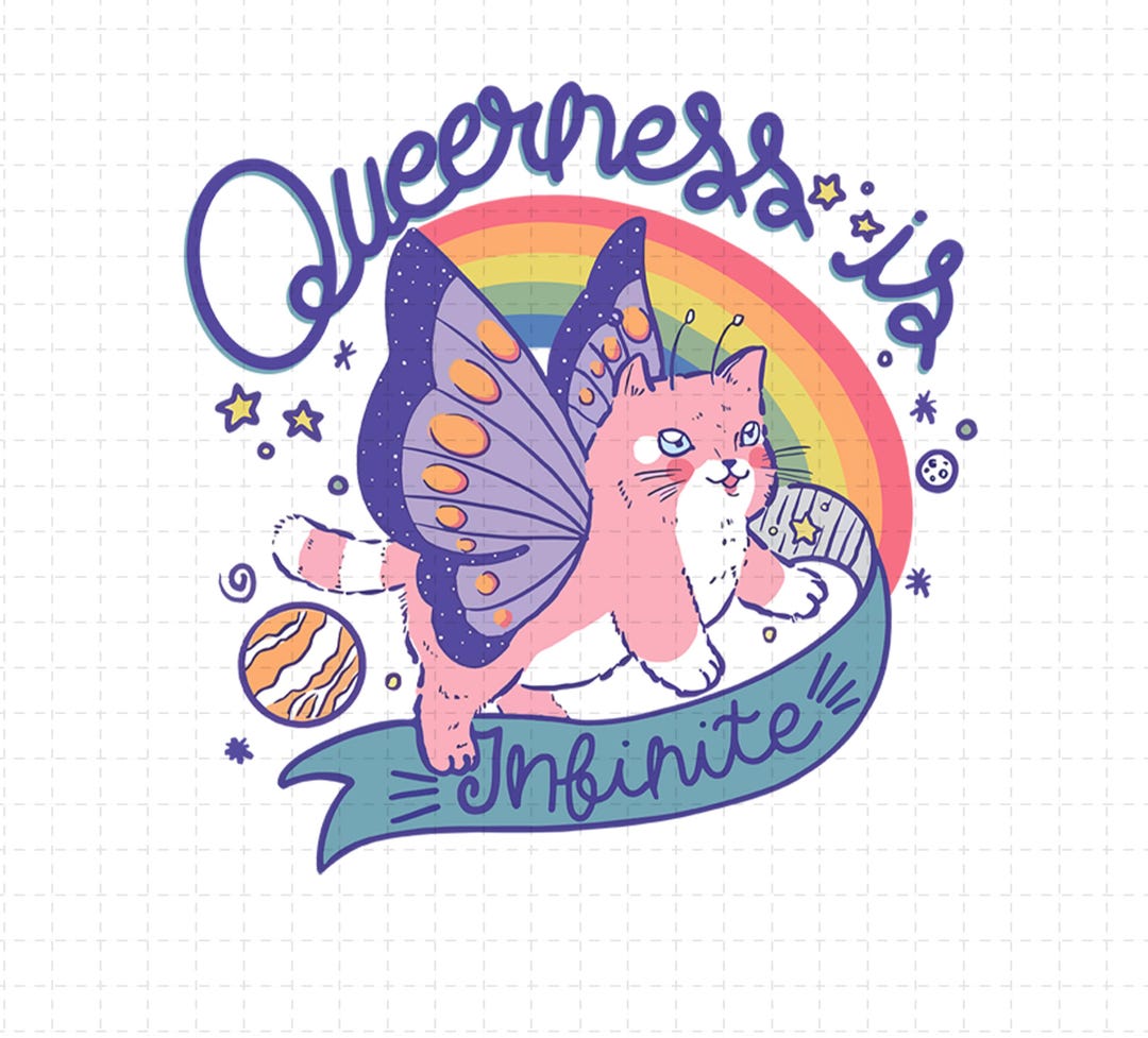 LGBTQ Pride PNG: Butterfly Cat Witch Rainbow Design (digital Download ...
