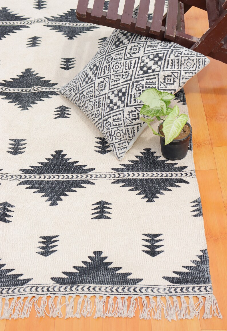 Boho Rugs 8x10 Rug Outdoor Cotton Rugs Kitchen Dhurrie | Etsy