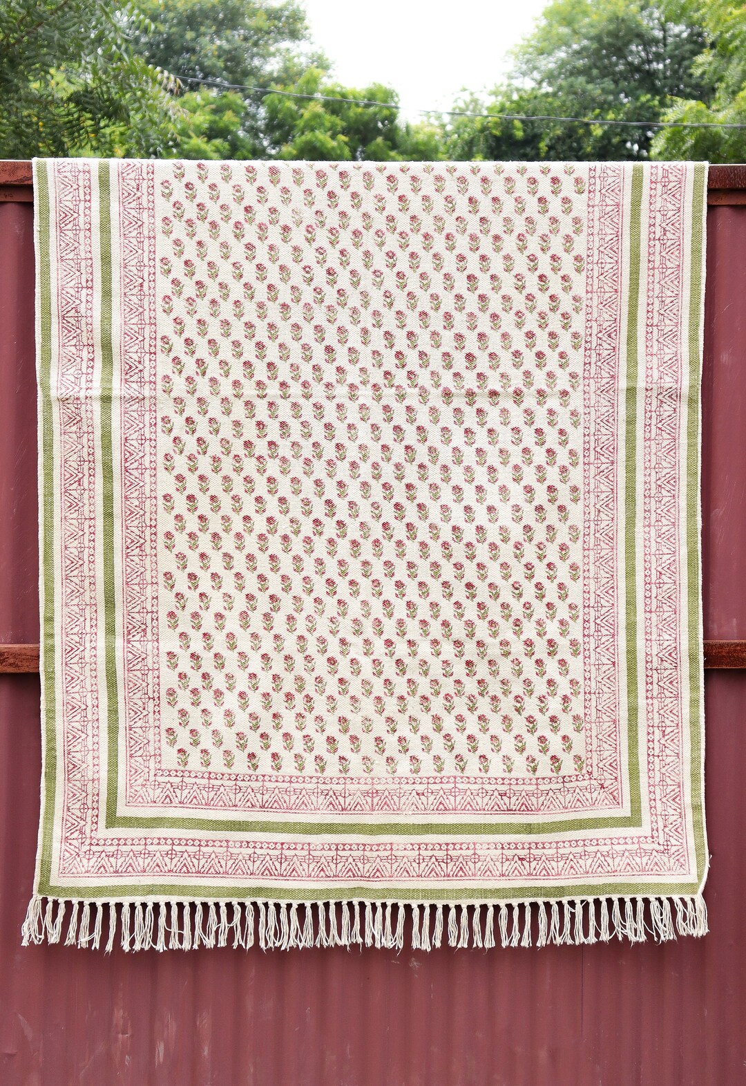 Indian Rug Handmade Cotton Rugs Geometric Rug Block Printed Rug Dhurrie ...