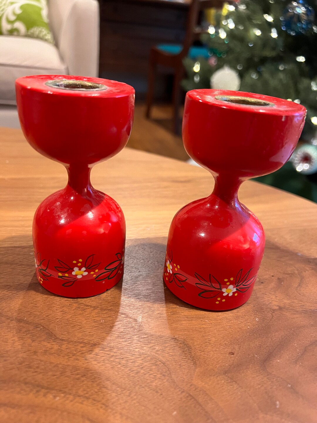 Red Holiday Candle Sticks-made in Denmark - Etsy