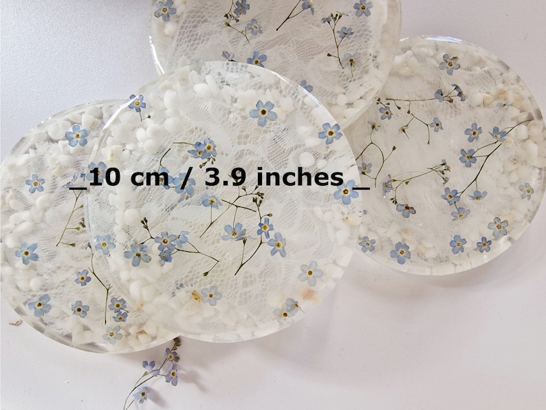 Pressed Forget Me Not Flowers Coaster White Lace Coaster - Etsy
