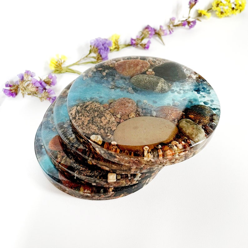 Epoxy River Coasters Epoxy Art Resin Coasters Pebble Beach - Etsy