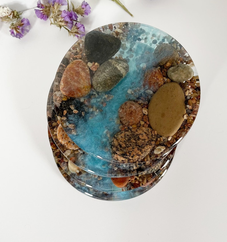 Epoxy River Coasters Epoxy Art Resin Coasters Pebble Beach - Etsy