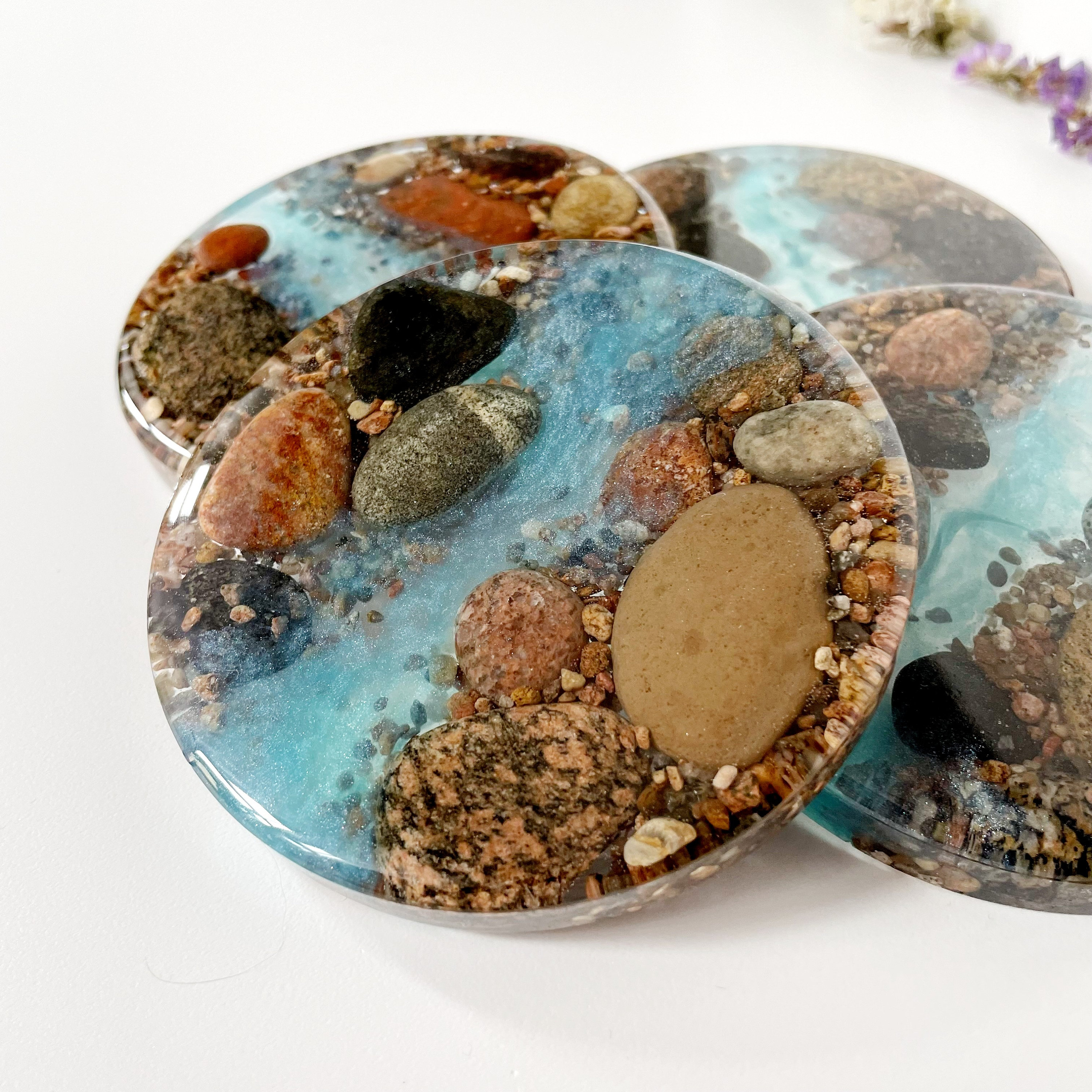 Epoxy River Coasters Epoxy Art Resin Coasters Pebble Beach - Etsy