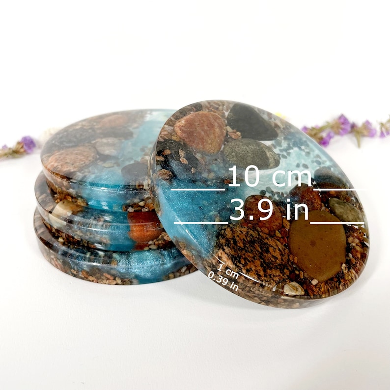Epoxy River Coasters, Epoxy Art, Resin Coasters, Pebble Beach, Blue ...
