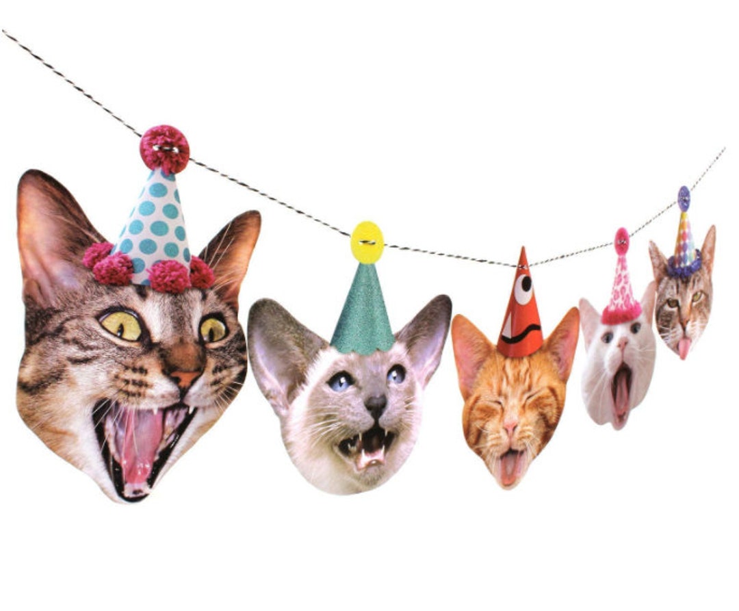 Birthday Cats Garland, Party Banner Decoration, Made in USA, Best ...