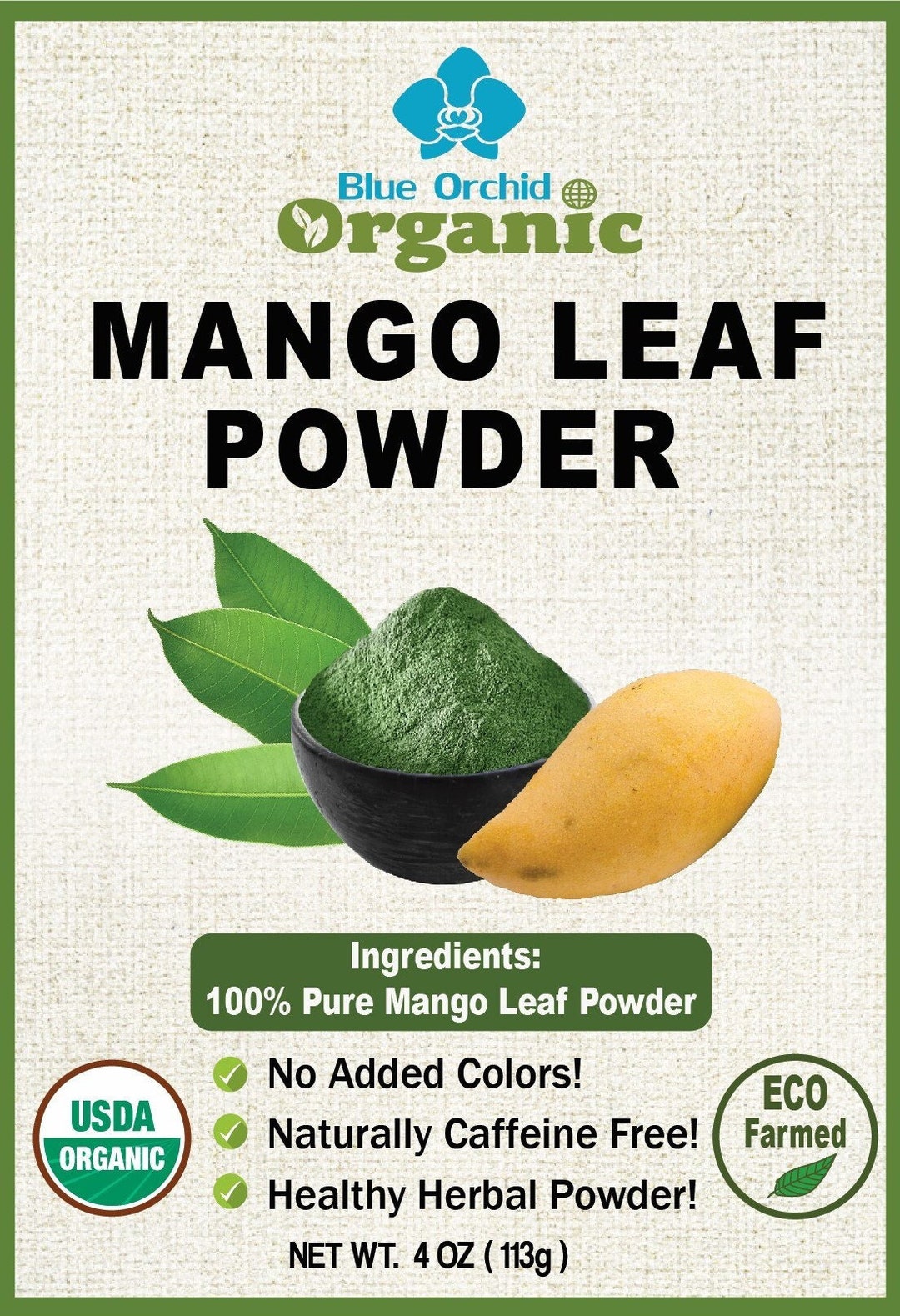 Organic Mango Leaf Powder 4 Oz. -thai Herbal Tea Drink Cooking - Etsy