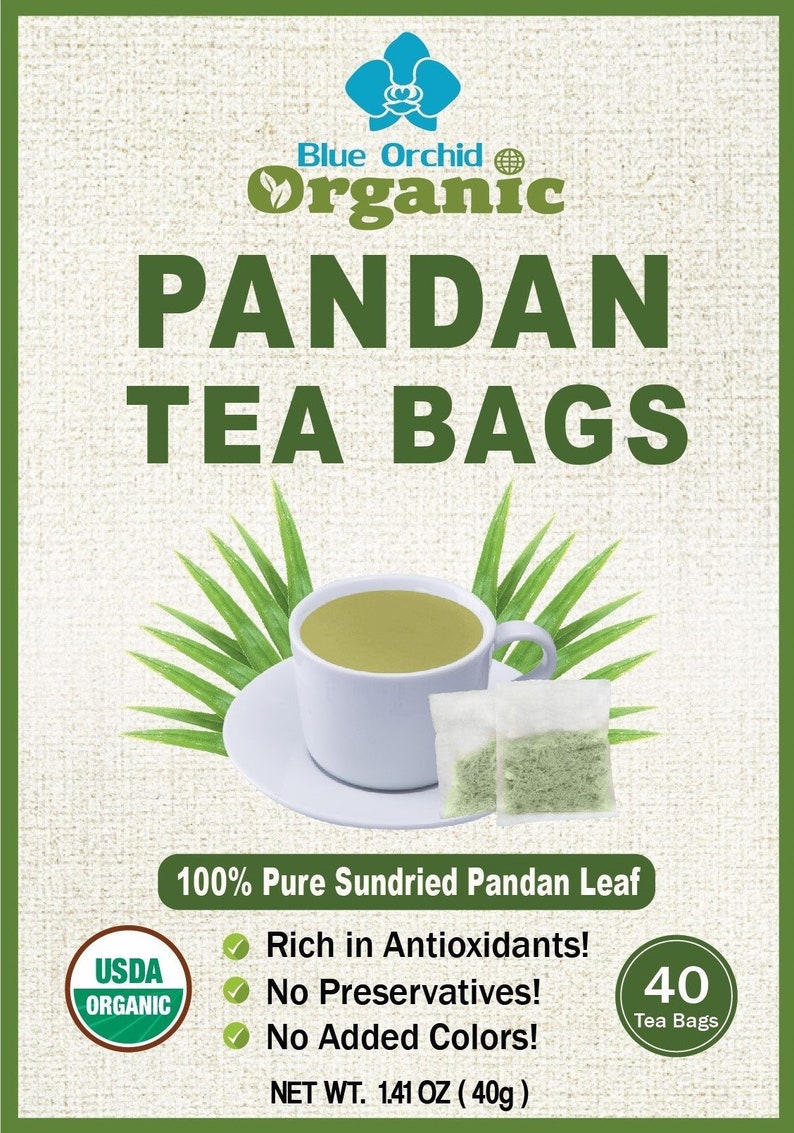 Organic Pandan 40 Tea Bags -natural Corn Fiber Sachet -thai Pandanus ...