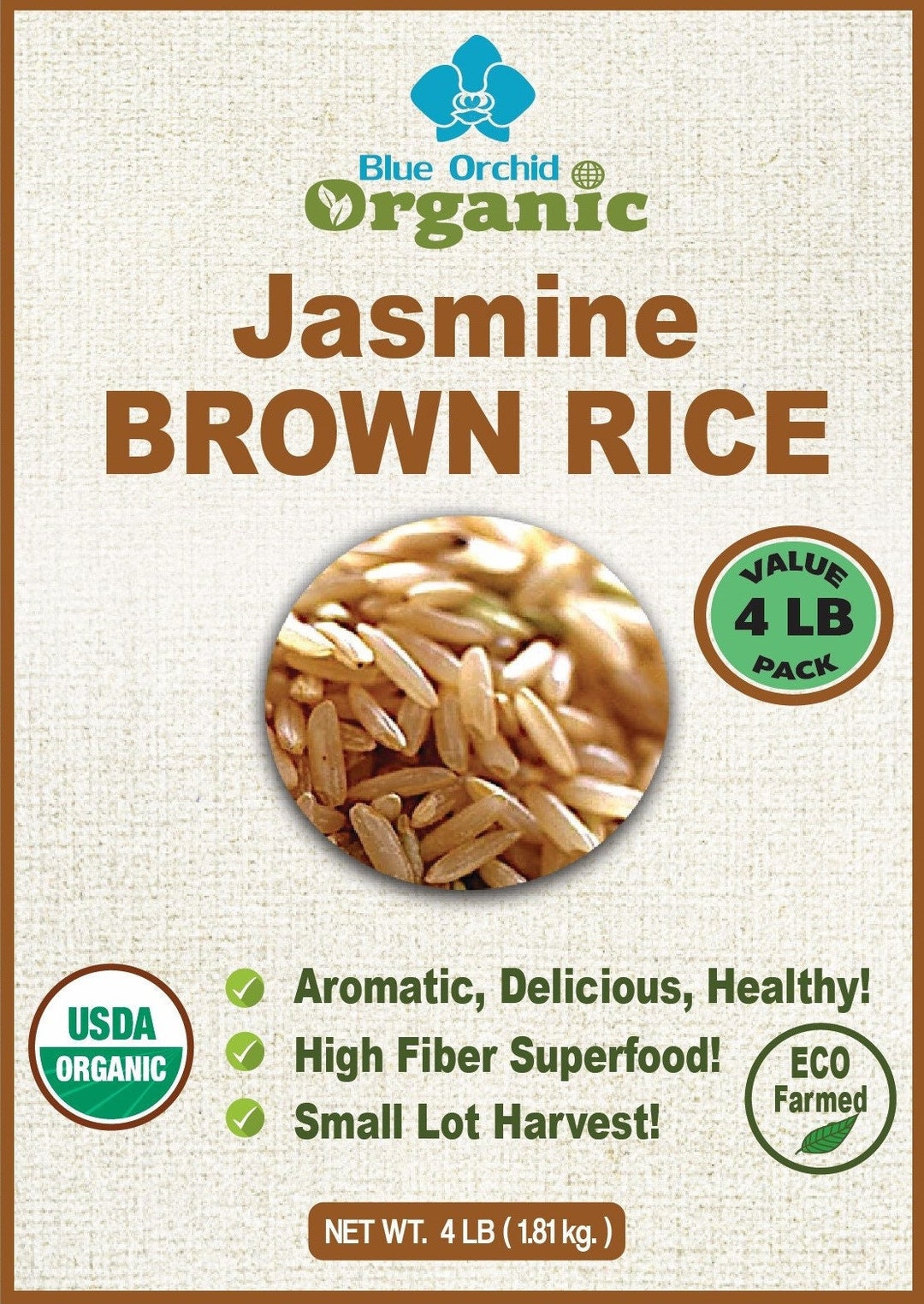 Organic Thai Jasmine Brown Rice Healthy Natural Superfood 4 LB - Etsy