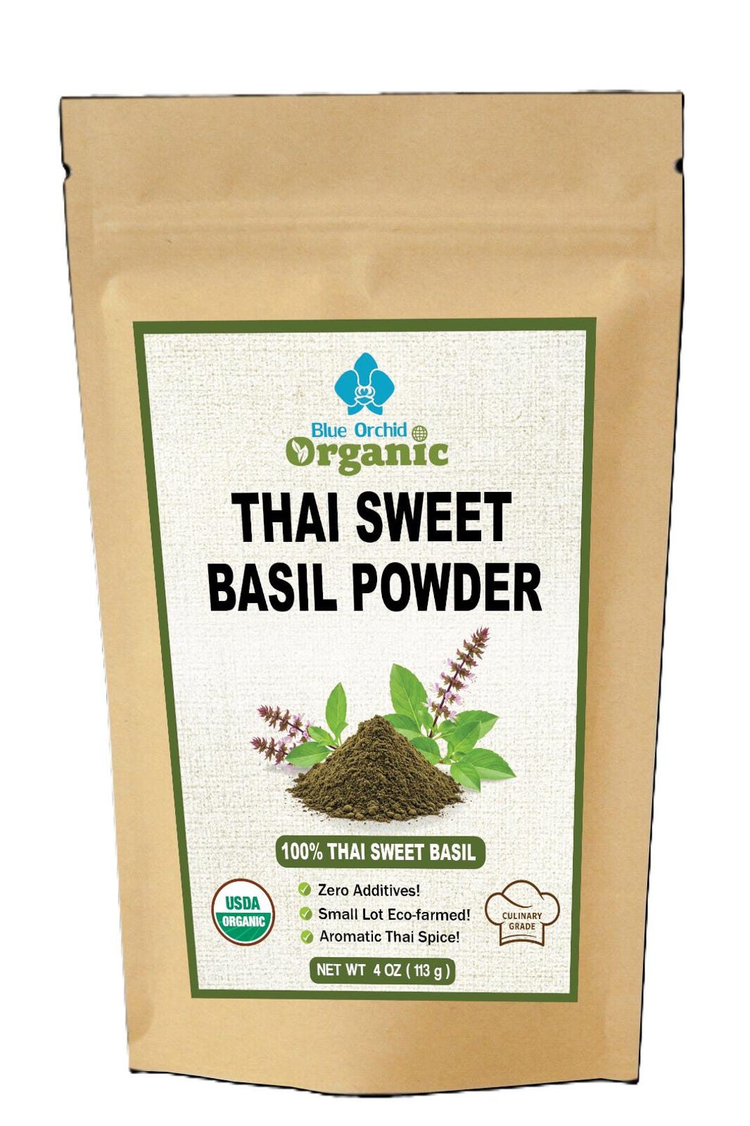 Organic Dried Sweet Basil Powder - Thai Herbs USDA Vegan Non-gmo 4 Oz ...
