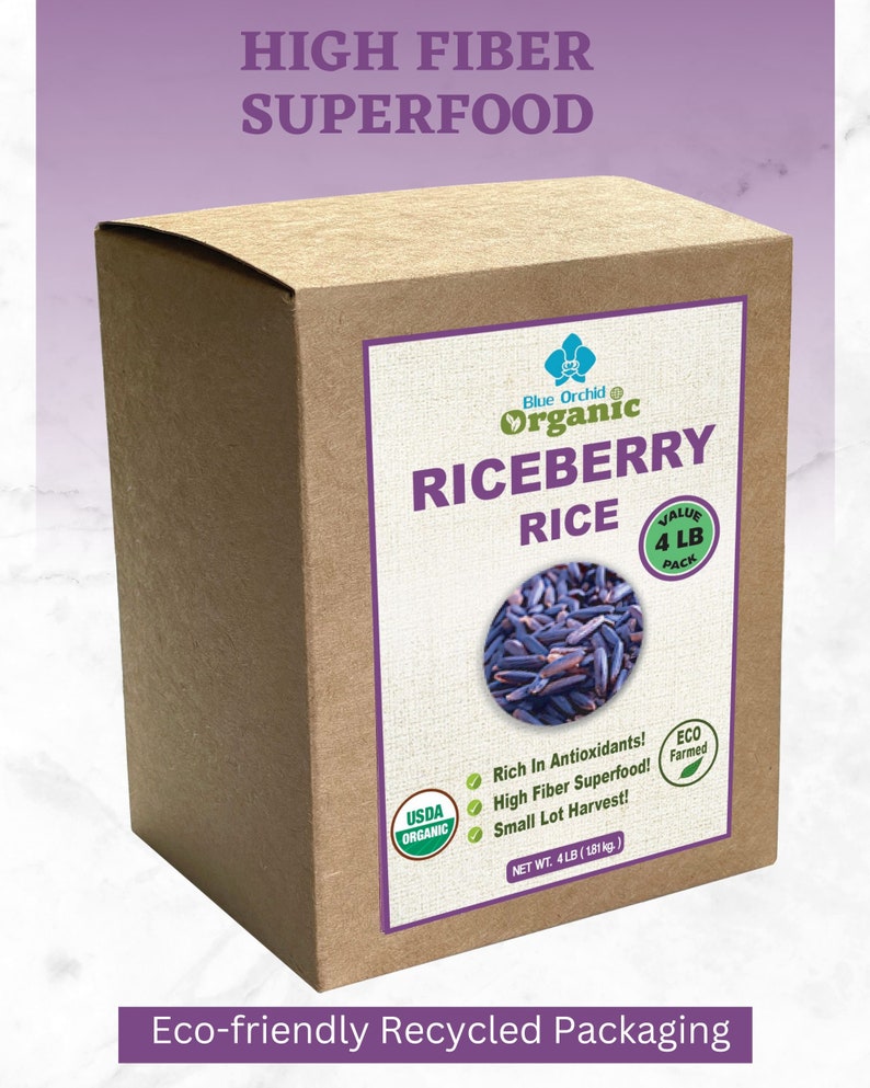 Organic Riceberry Rice Thai Black Jasmine Whole Grain Healthy Natural ...