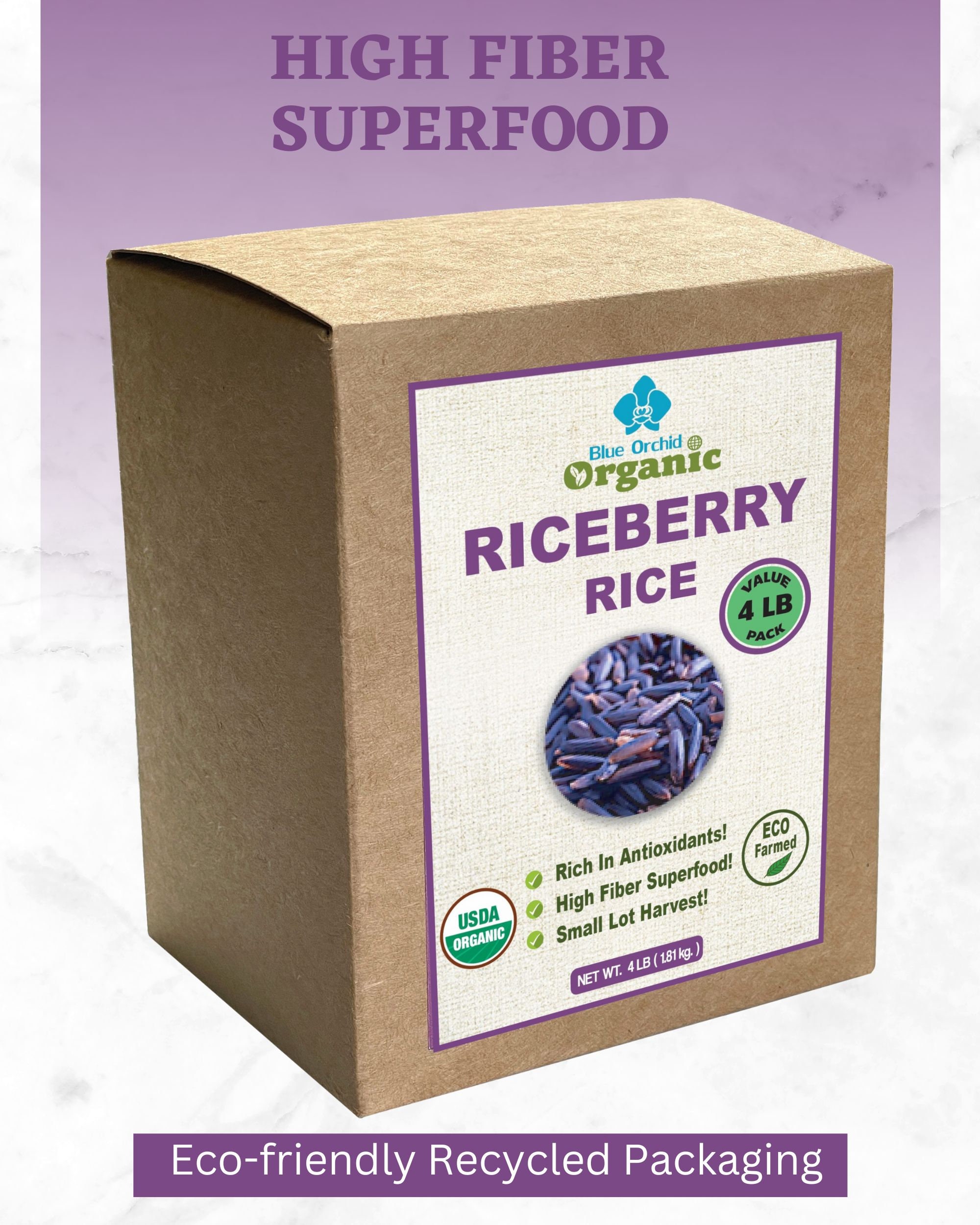 Organic Riceberry Rice Thai Black Jasmine Whole Grain Healthy Natural ...