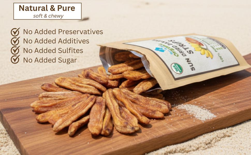 Organic Sun Dried Banana Strips - Soft and Chewy Thai Fruit Snacks ...