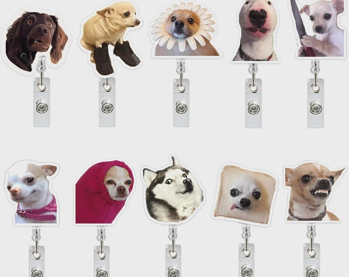 Cute Dog Meme Retractable ID Badge Reel Holder – Funny & Cute ...