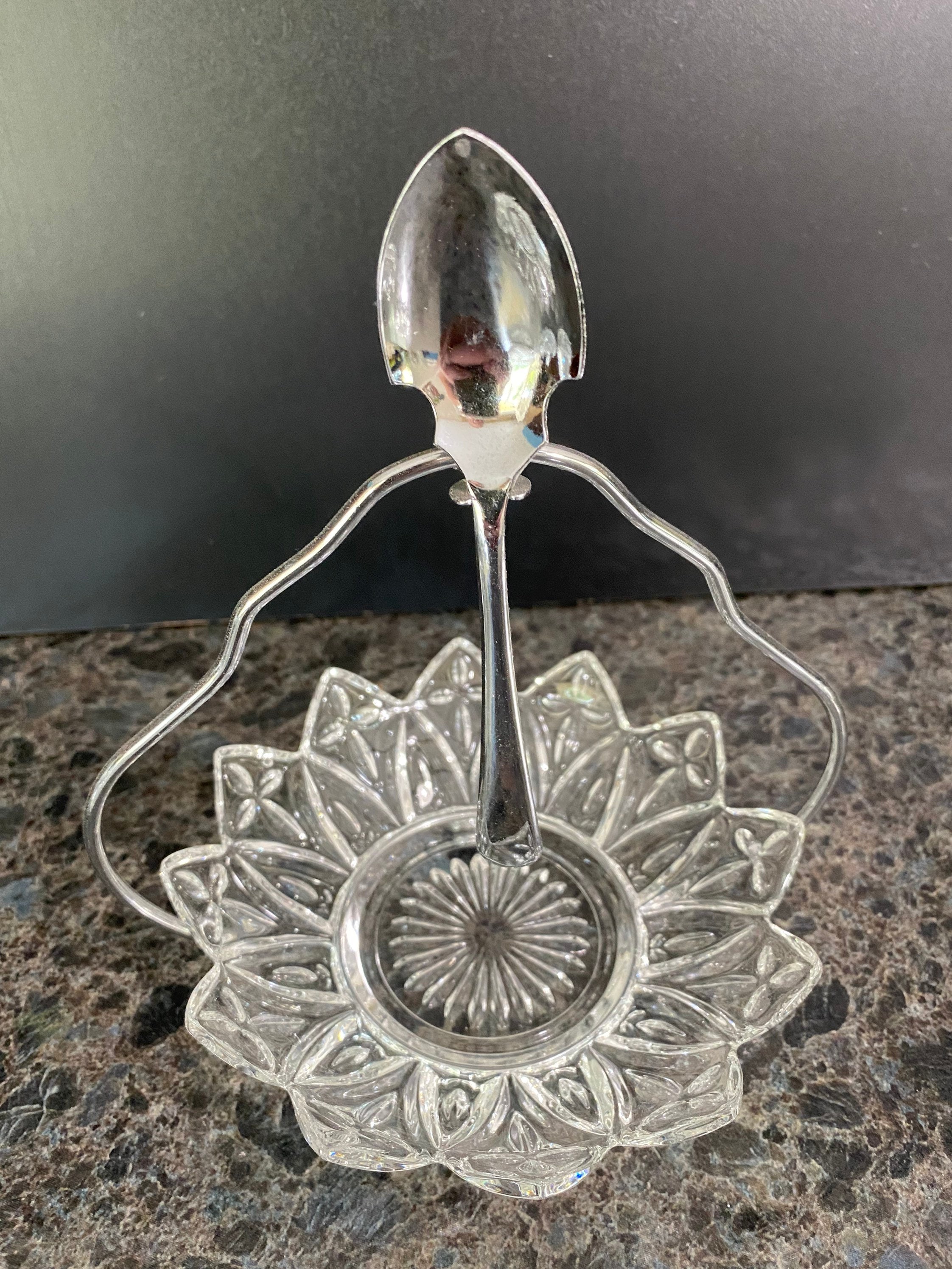 Vintage Sheffield Glass Jam/relish Serving Dish Set With Stand and ...