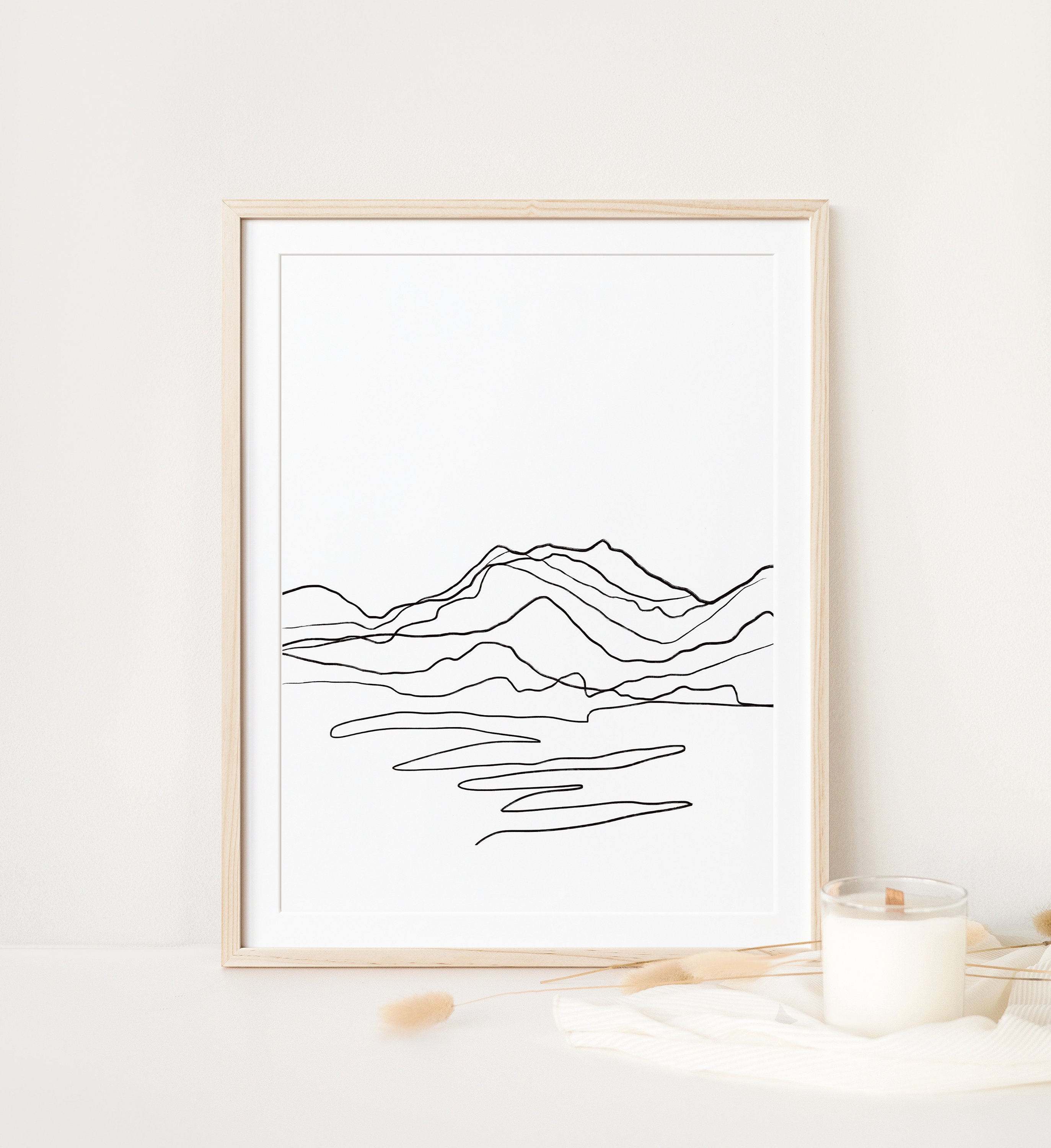 Minimalist Mountain Line Art, Digital Download Landscape Prints, Nature ...