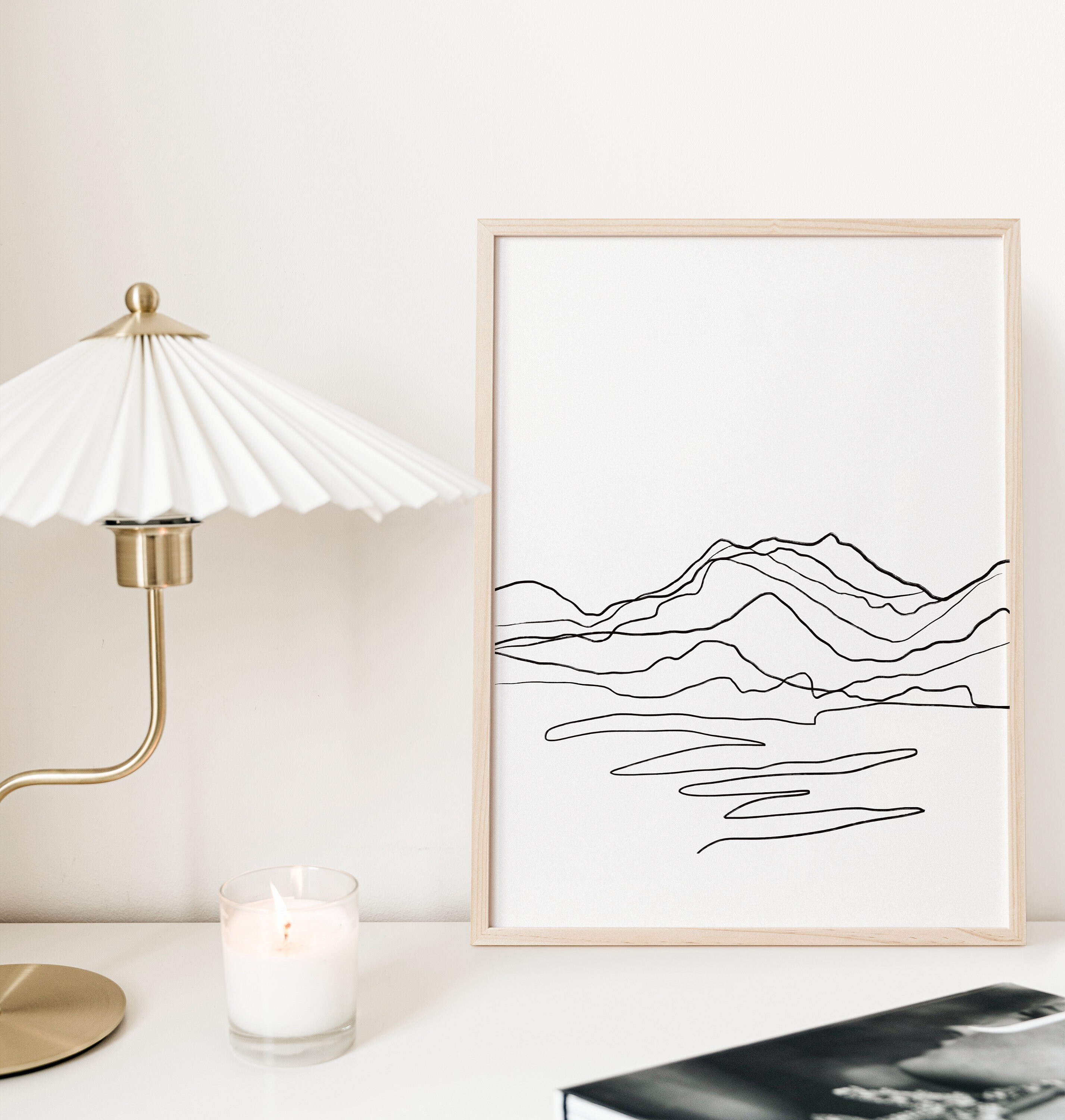 Minimalist Mountain Line Art, Digital Download Landscape Prints, Nature ...