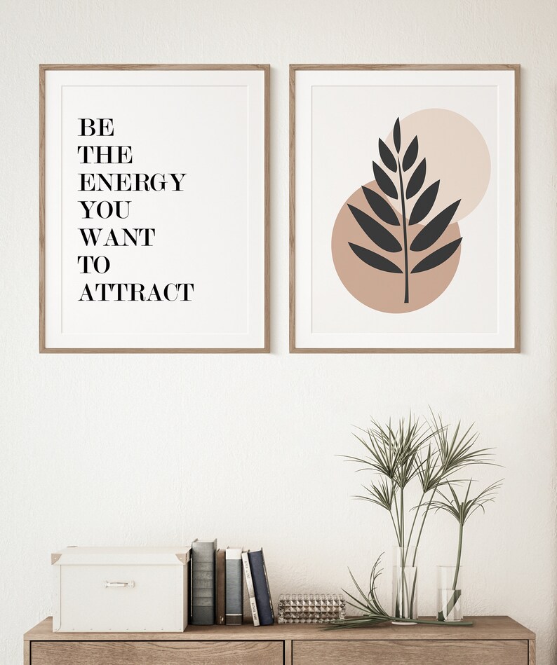 Boho Plant Art Print, Modern Minimalist Wall Art Decor, Botanical ...