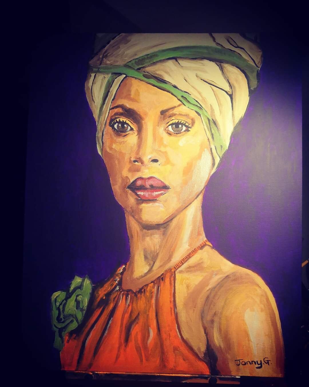 Acrylic Painting of Erykah Badu on 20x16 Inch Canvas Board - Etsy