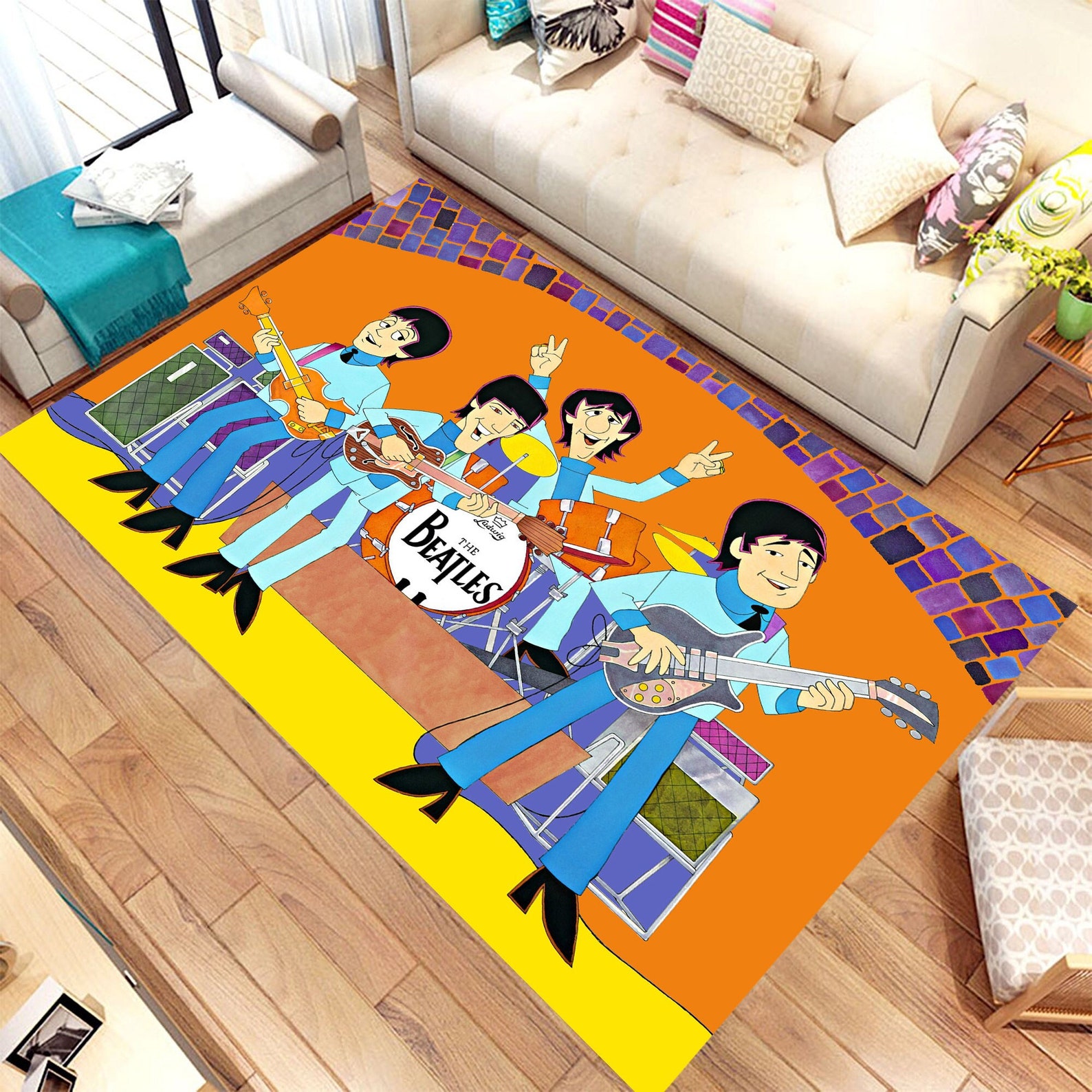 The Beatles Rug, British Rock Band the Beatles Rug,for Living Room Rug ...
