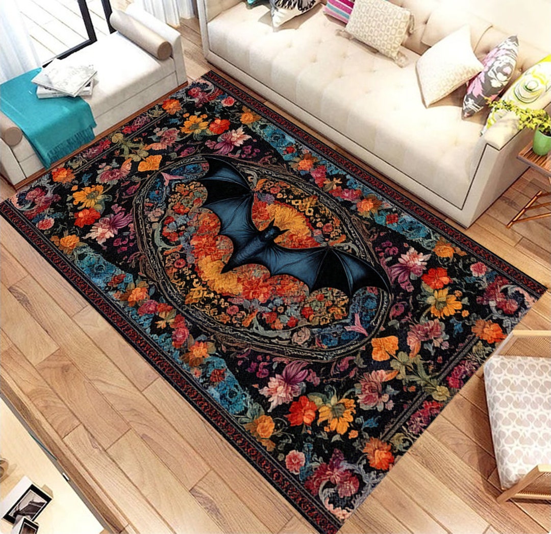 Gothic Rug,goth Room Decor,bat Rug, Classic Rug, Animal Rug, Flower Rug ...